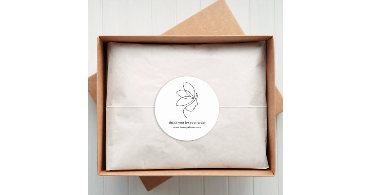 Sticker Rond Minimal, Beauté, Logo, Line Art Blanc | Zazzle.fr