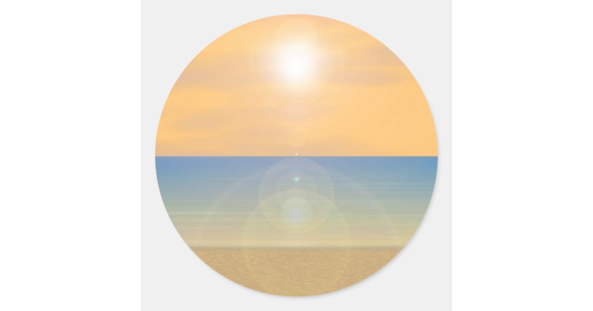 Sticker Rond Sunset Beach Scene : | Zazzle.fr