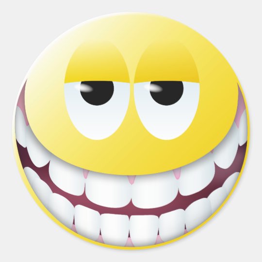 Sticker Rond Visage énorme de smiley de sourire | Zazzle.fr