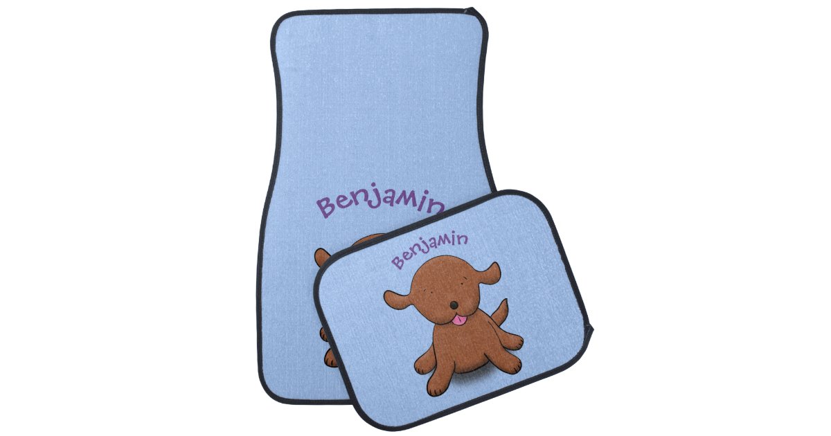Tapis De Sol Caricature en bleu pour chien de chiot joyeux | Zazzle.fr