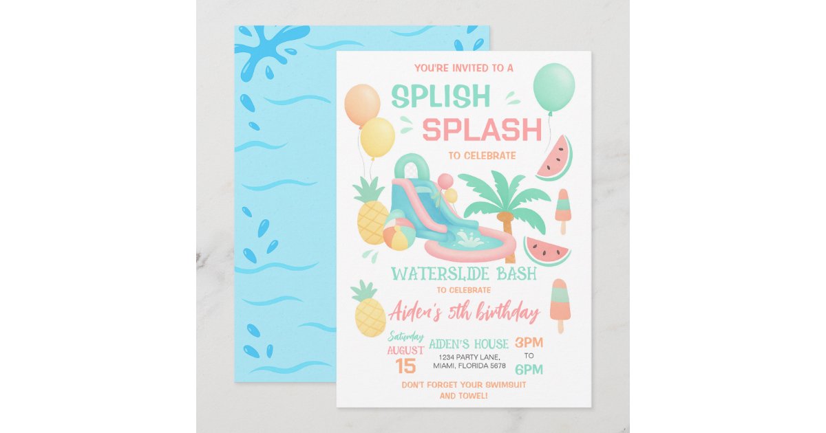 Water Slide Anniversaire Fête Bash Invitation | Zazzle.fr