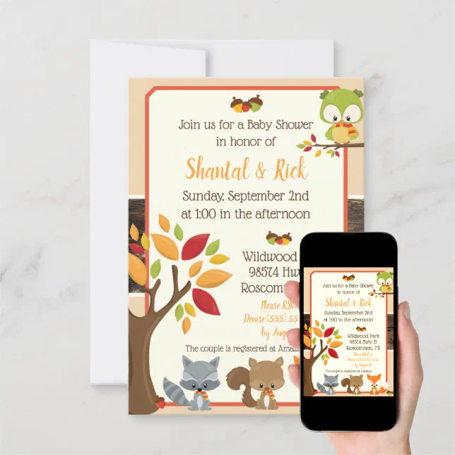 Woodland Créatures Baby shower Invitation | Zazzle.fr Woodland Créatures Baby shower Invitation | Zazzle.fr